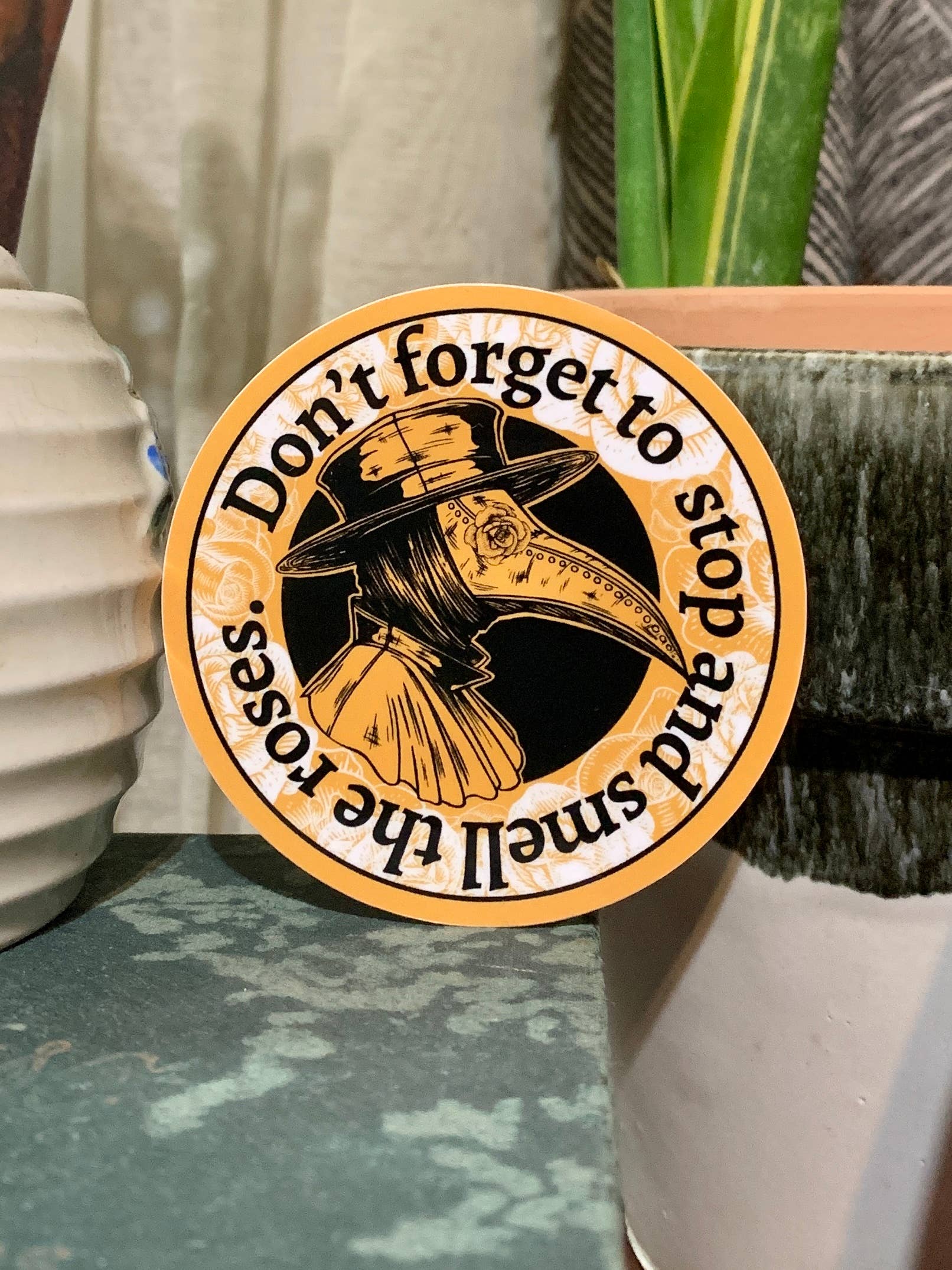 Stop & Smell the Roses Plague Doctor Sticker – Johnny and June